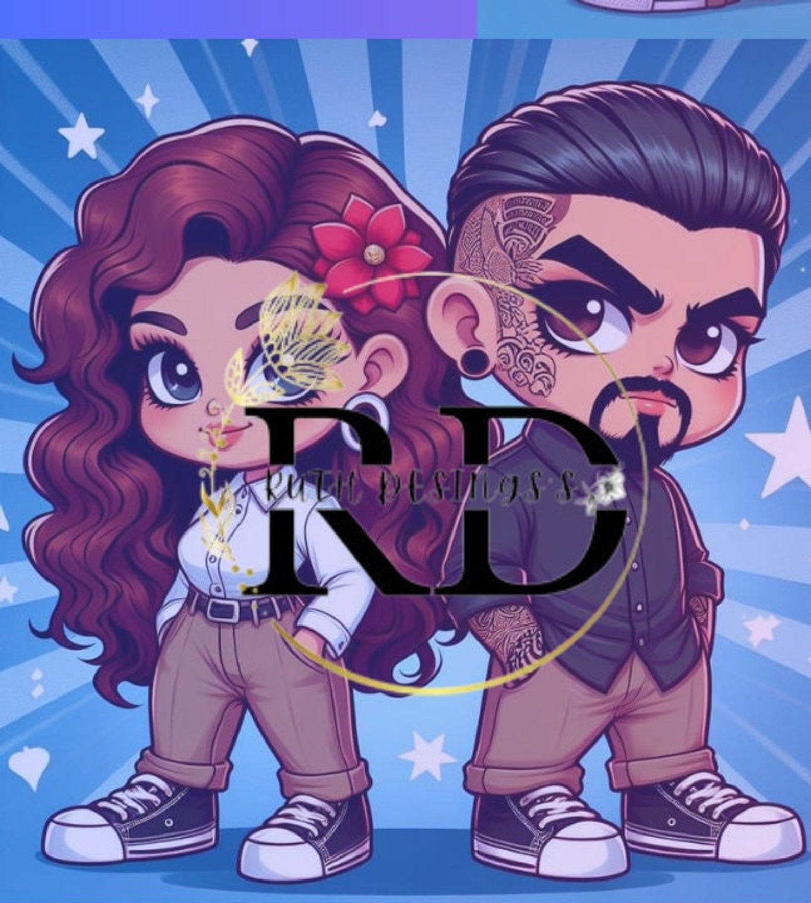 Chicano Love Couple Designs Style Design Cute Couples for Valentines - Etsy