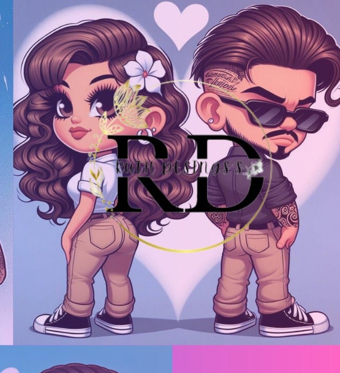 Chicano Love Couple Designs, Cute Valentine's (digital Download) - Etsy