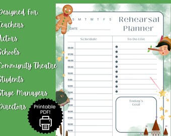 Rehearsal Planner Sheet for Theatre Shows Teachers - Etsy