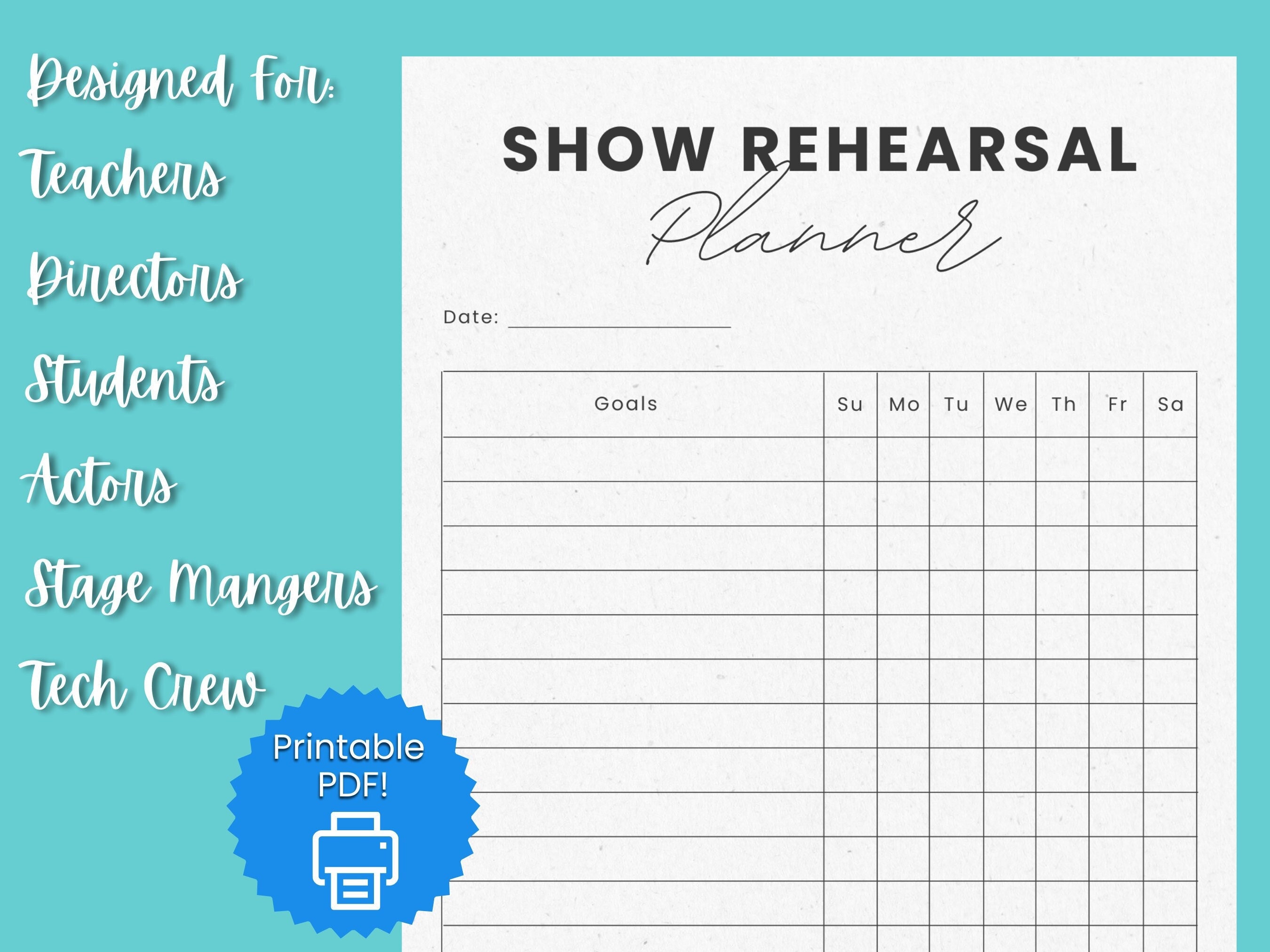 Rehearsal Planner Sheet for Theatre Shows Teachers - Etsy