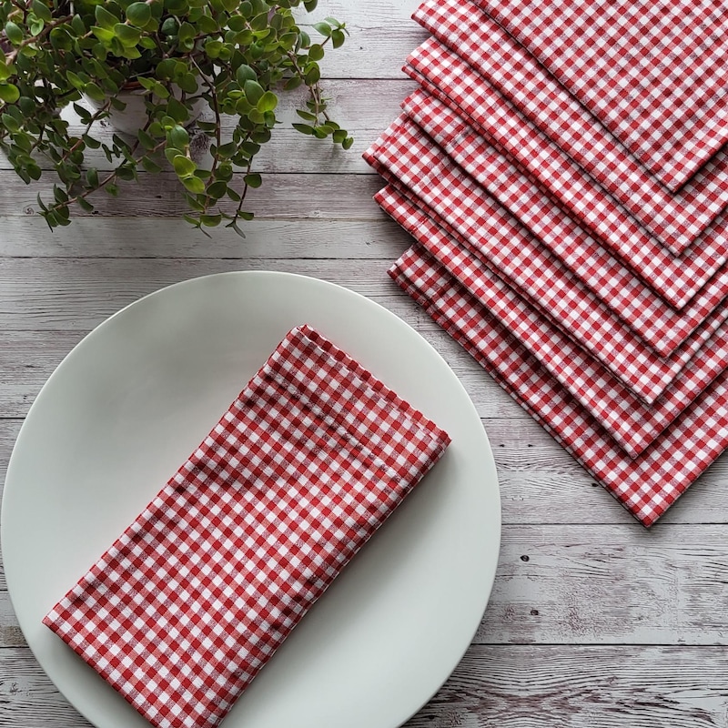 Red Gingham Napkins - Etsy