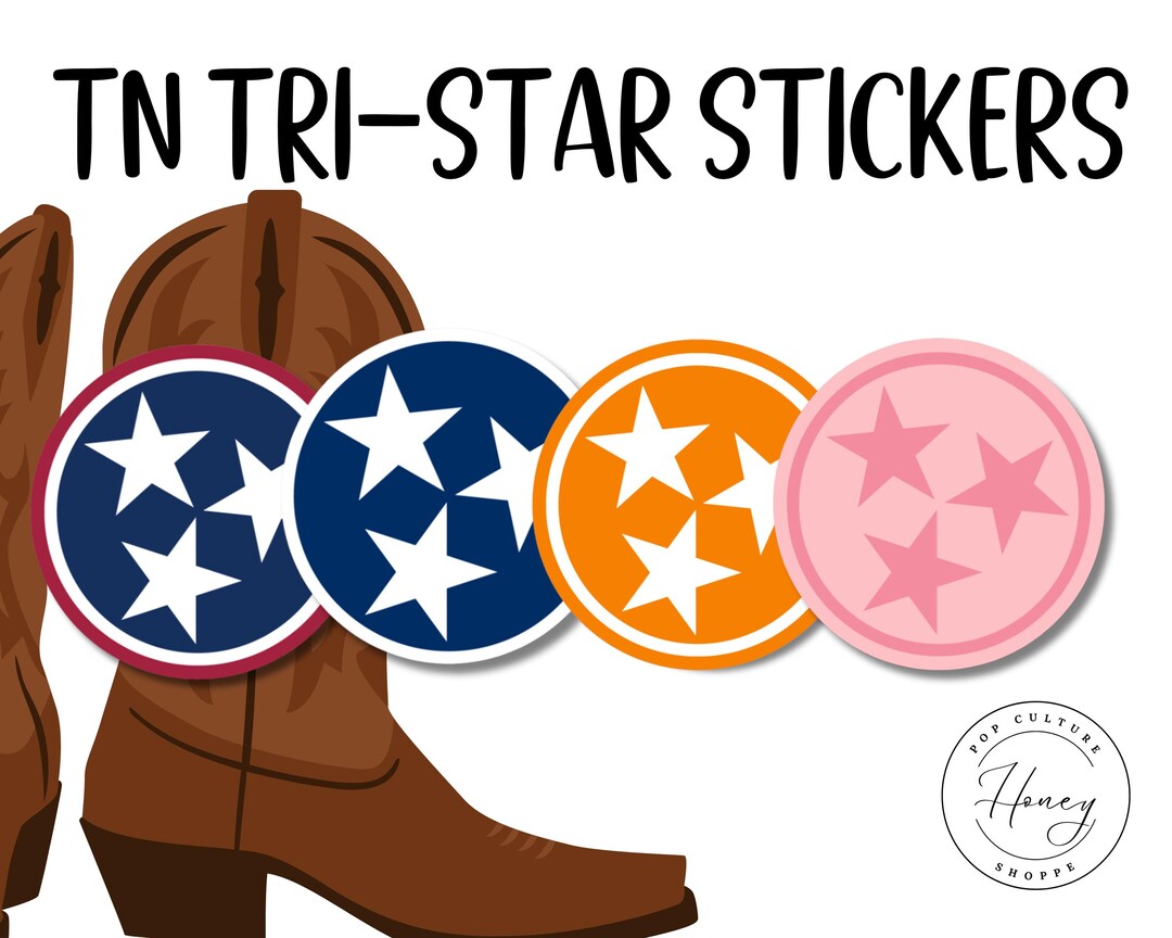 Tennessee Tri-star Sticker, TN Sticker, Tennessee, Nashville, Tennessee ...