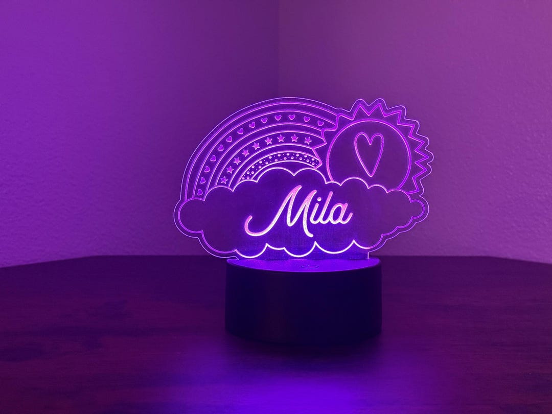 Custom Rainbow Night Light, Personalized Acrylic Kids Night Light ...