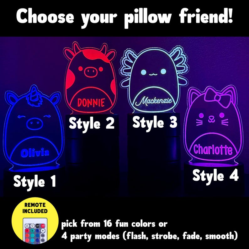 Personalized Squish LED Night Light: Custom Kids Bedroom Decor - Etsy