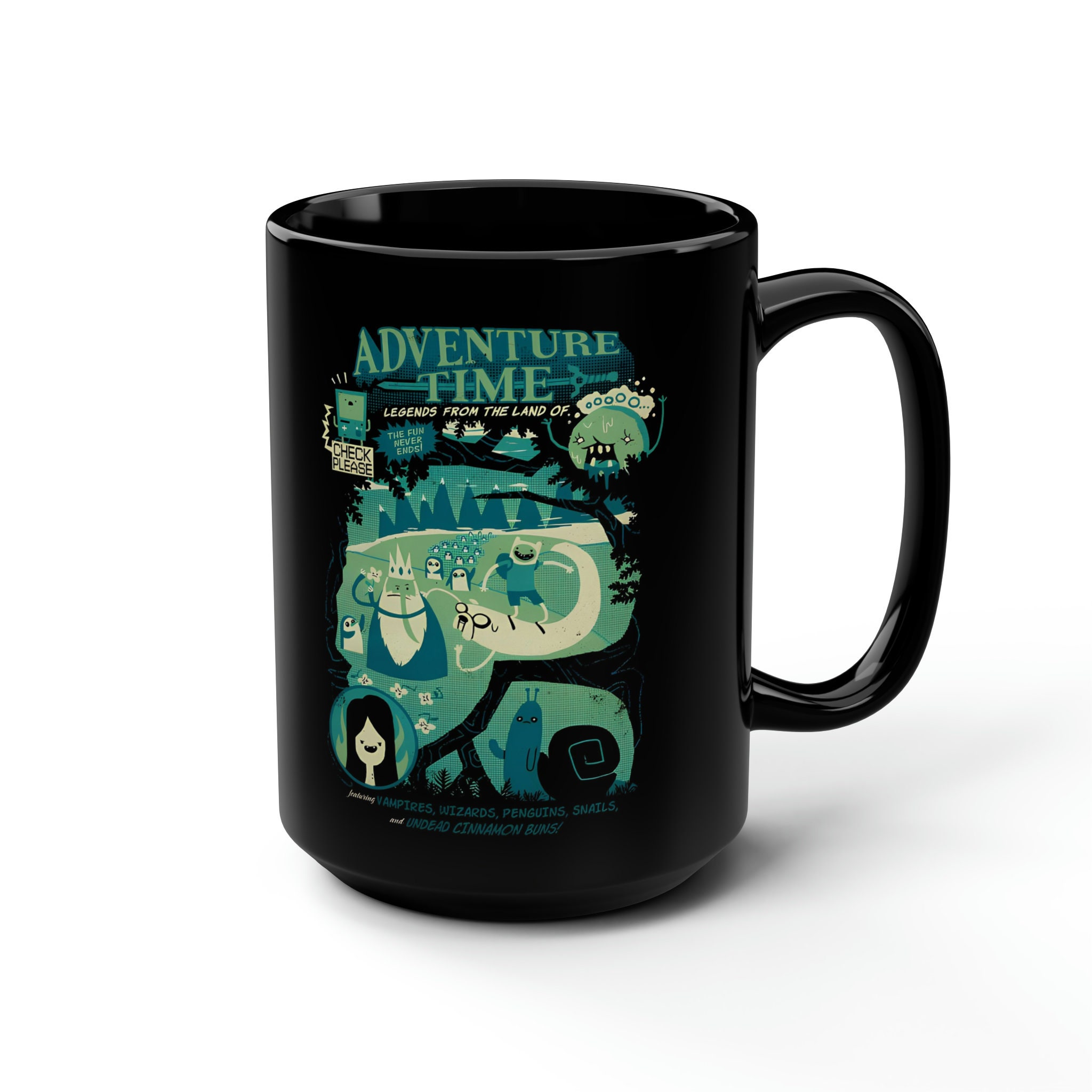Custom Adventure Time Finn and Jack Black Mug, 15oz/perfect Gift for ...