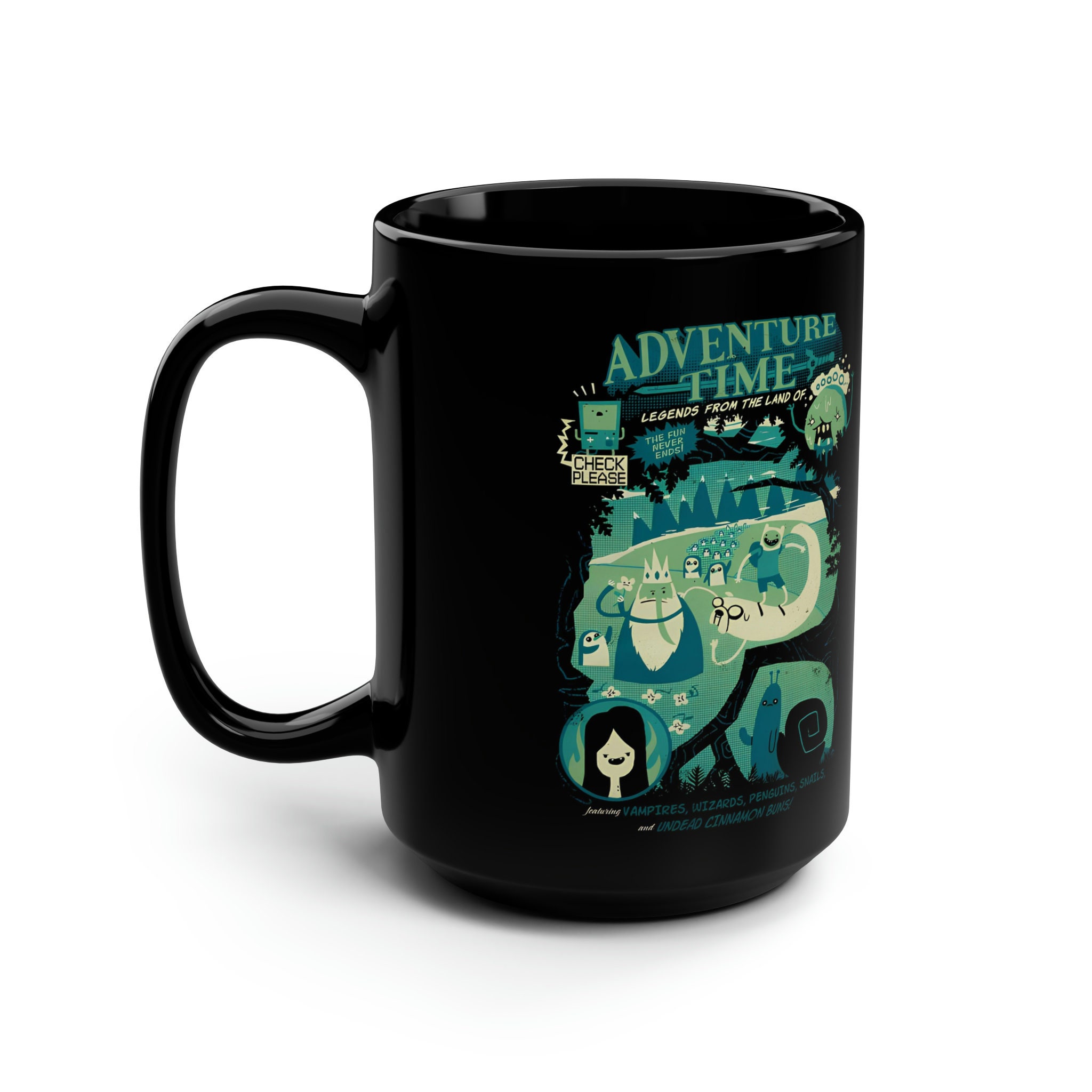 Custom Adventure Time Finn and Jack Black Mug, 15oz/perfect Gift for ...