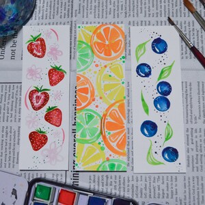 Set of 3 Hand-painted Fruit Watercolor Bookmarks - Etsy