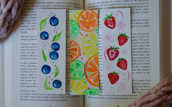 Set of 3 Hand-painted Fruit Watercolor Bookmarks - Etsy