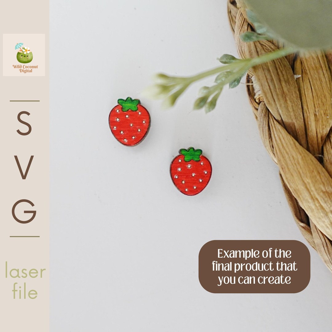 Strawberry Studs Svg, Strawberry Earrings Svg, Earrings Laser File, Jewelry Svg, Earrings Studs ...