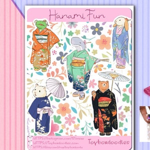 Geisha Animals Japanese Kawaii Sticker Sheet Cute and Kawaii Stickers ...