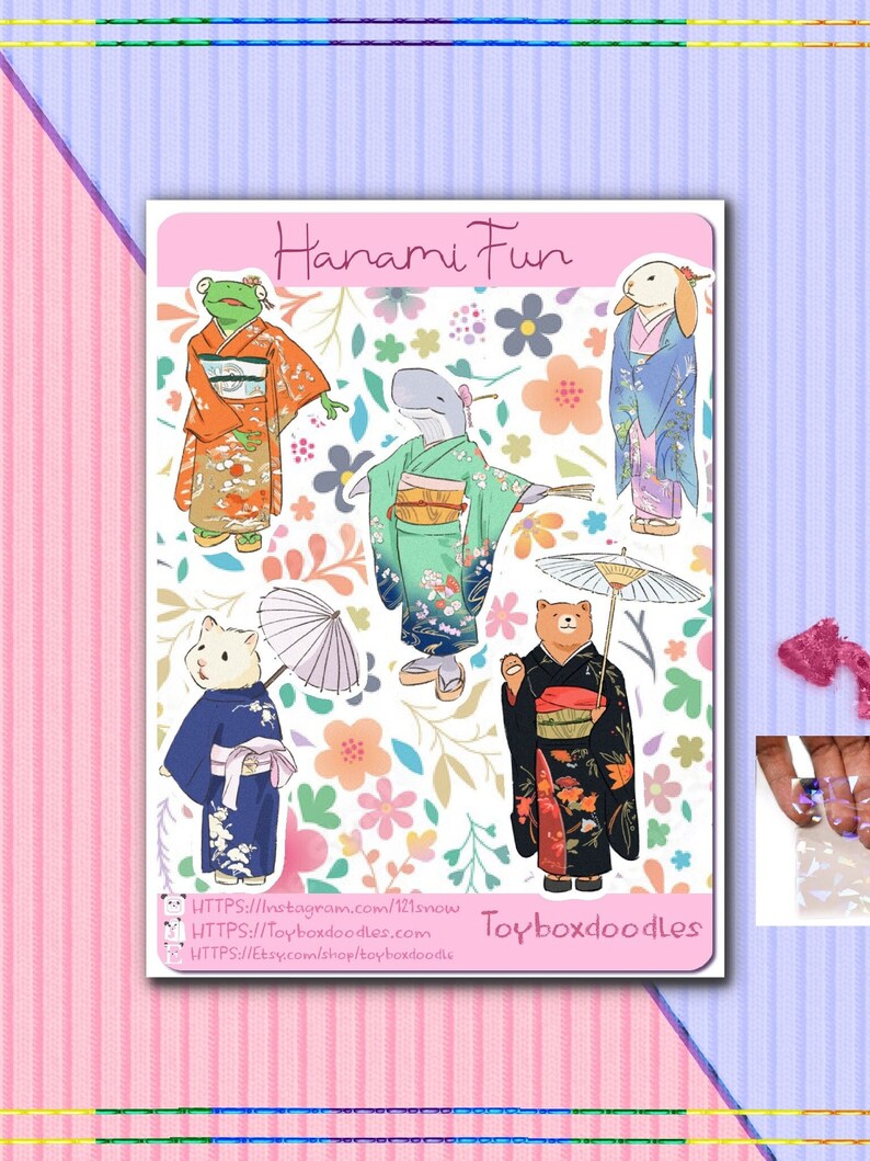 Geisha Animals Japanese Kawaii Sticker Sheet Cute and Kawaii Stickers ...