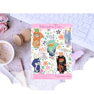 Geisha Animals Japanese Kawaii Sticker Sheet Cute and Kawaii Stickers ...