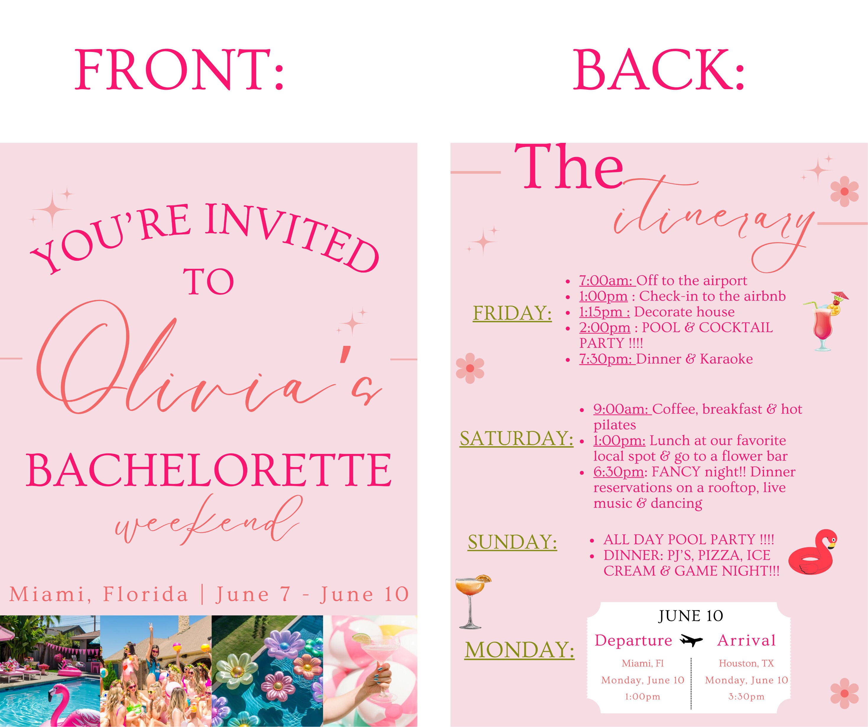 Bachelorette Invitation & Itinerary | Digital Download | Fully ...