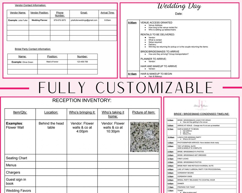 Wedding Planning Timeline Bundle-digital Download, Wedding & Rehearsal ...