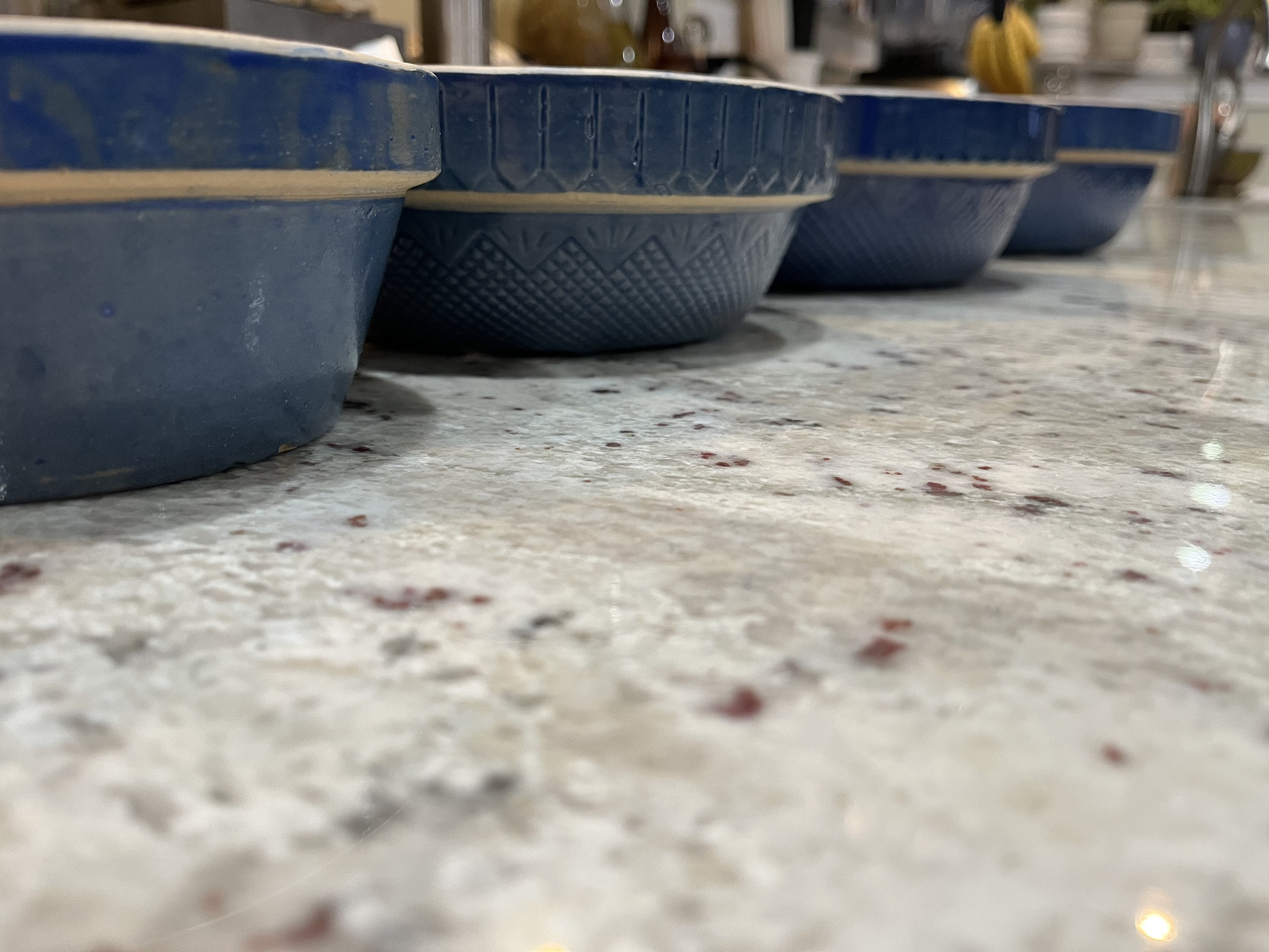VARY VARY RARE Set of 4 clay City Pottery Blue Pickett Fence Stoneware ...