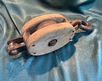 Vintage Wood and Iron Double Pulley Block and Tackle 13 Inches - Etsy