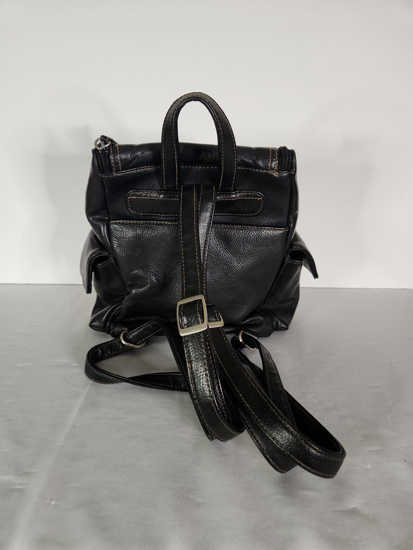 Black Leather Mini Backpack - Etsy