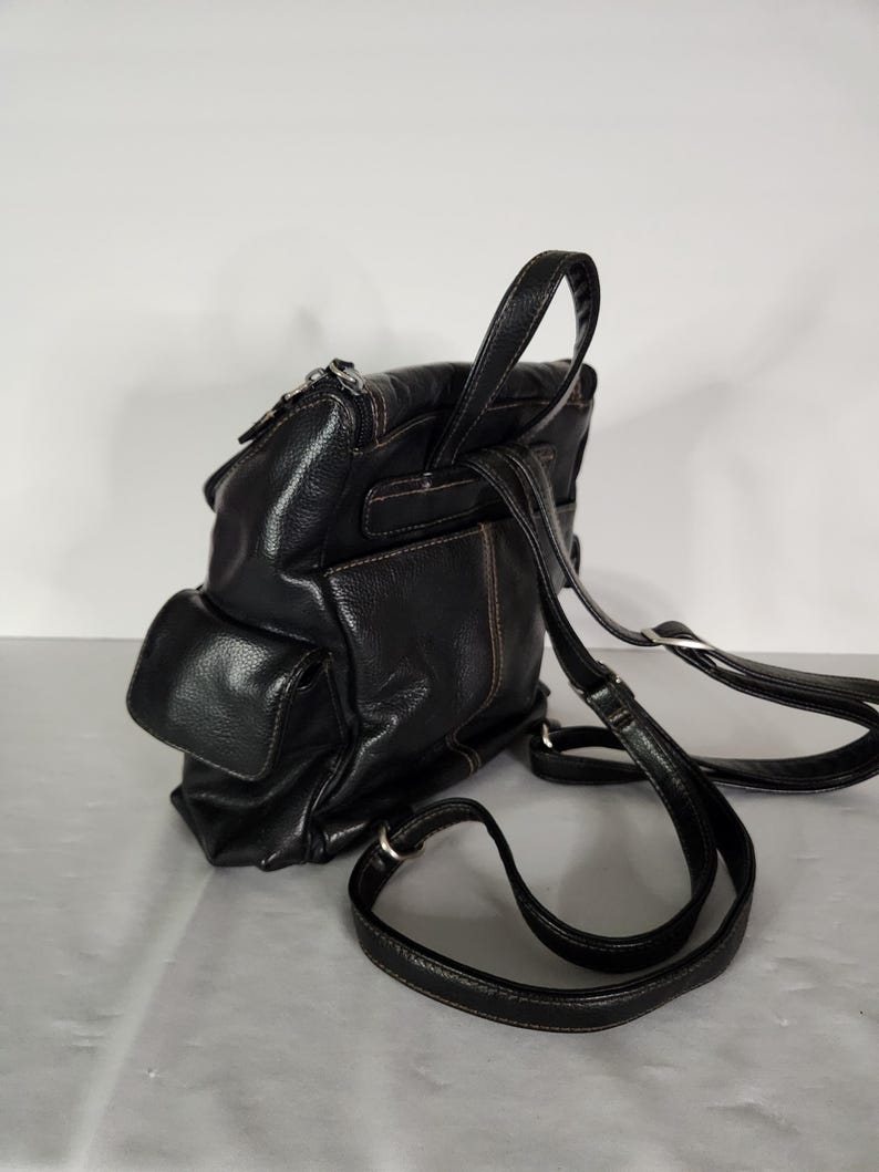 Black Leather Mini Backpack - Etsy