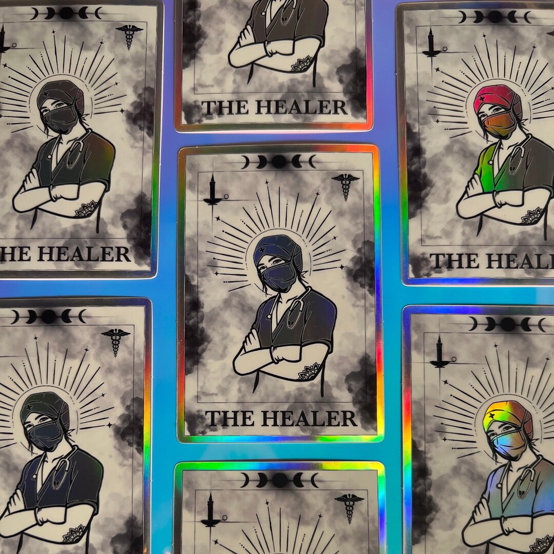 Mini Holographic “the Healer” Tarot Card Sticker | Nurse Sticker ...
