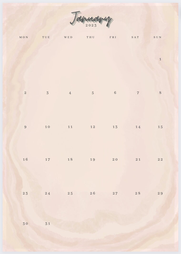 Printable Calendar Aesthetic 2023 Calendar Monthly Calendar Bundle ...