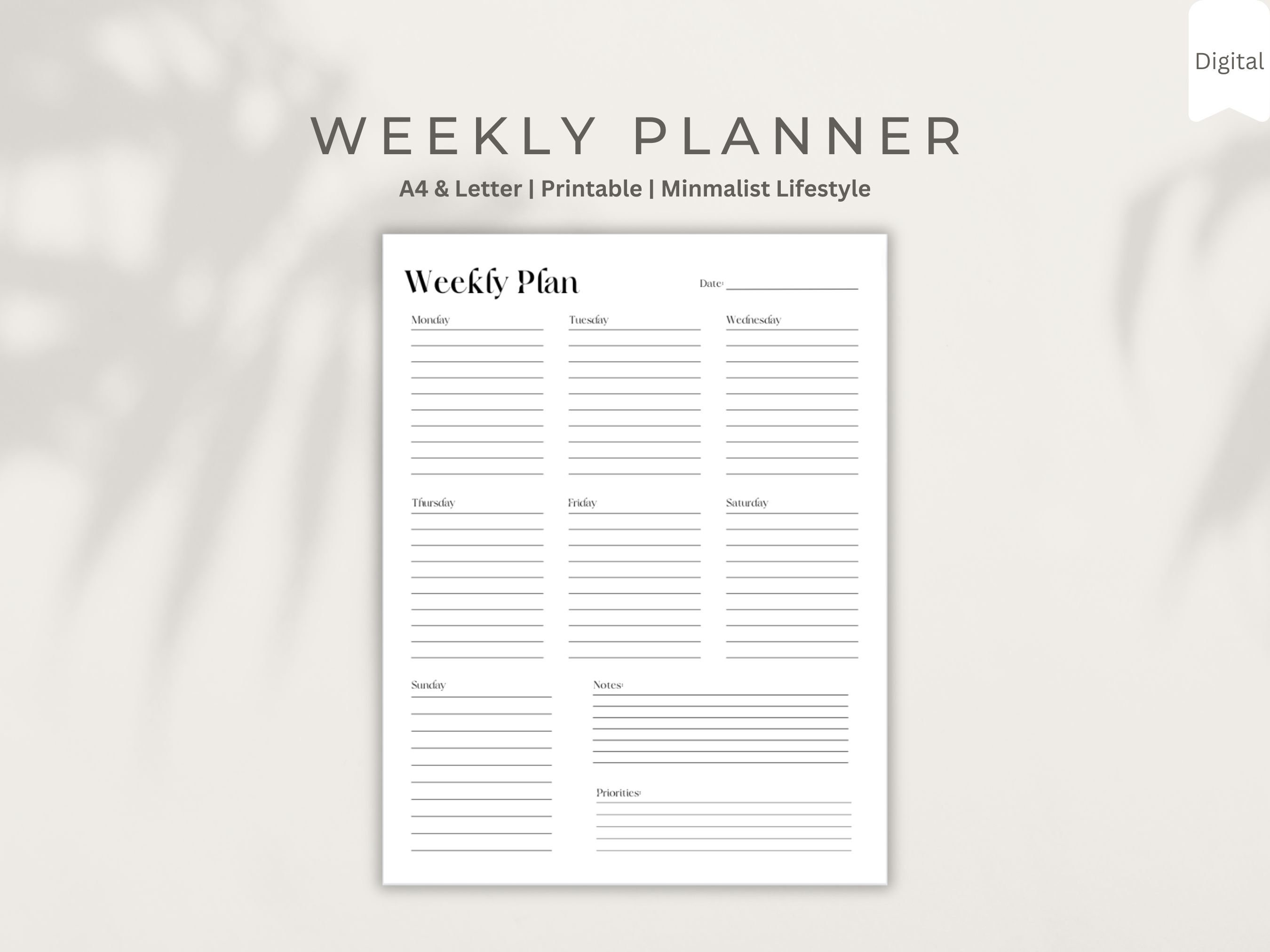 Weekly Planner Print 2023 | Monday to Sunday | Sunday to Monday ...