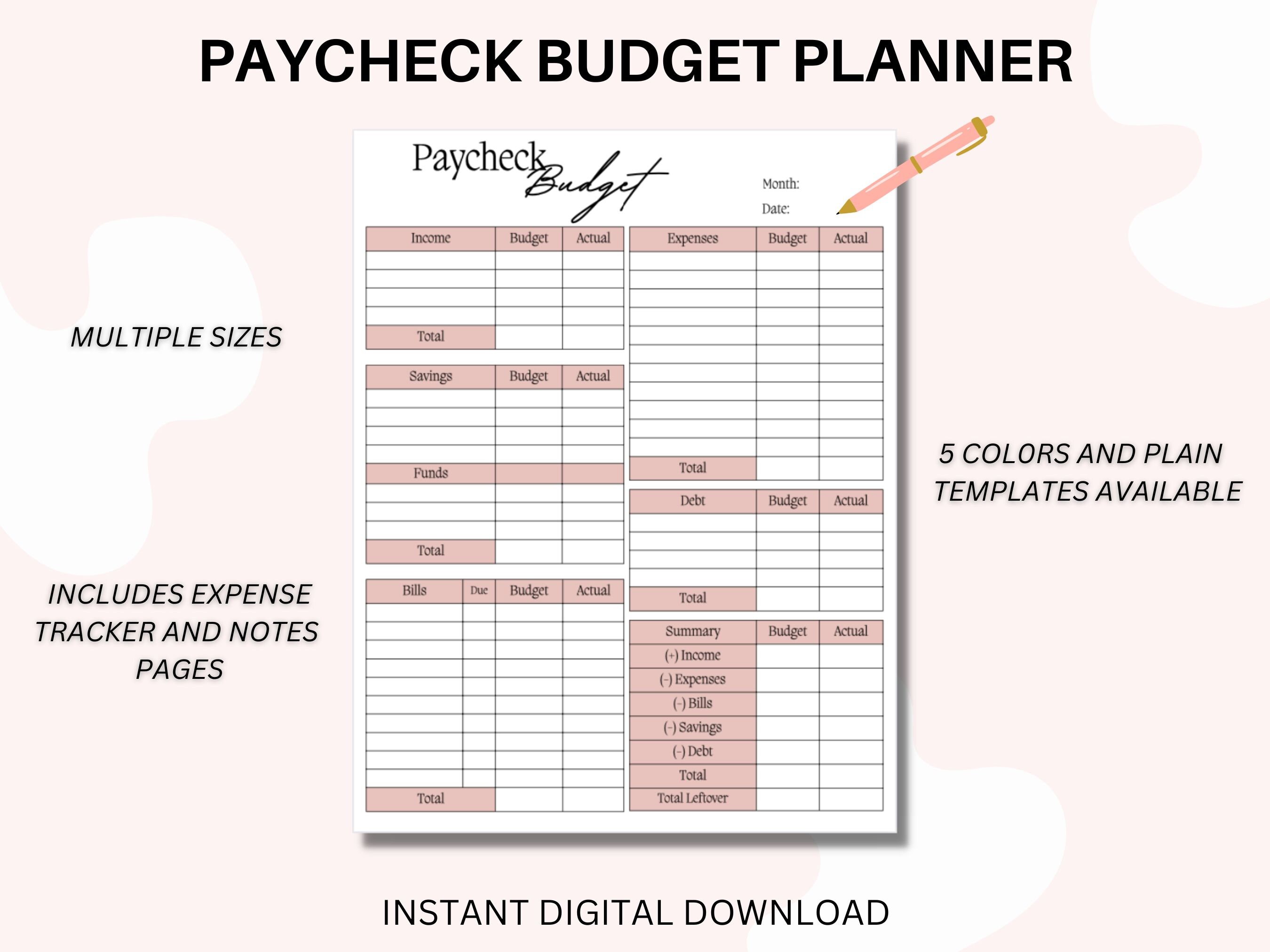 Paycheck Budget Tracker | Printable Budget | Paycheck Stub | Budget ...