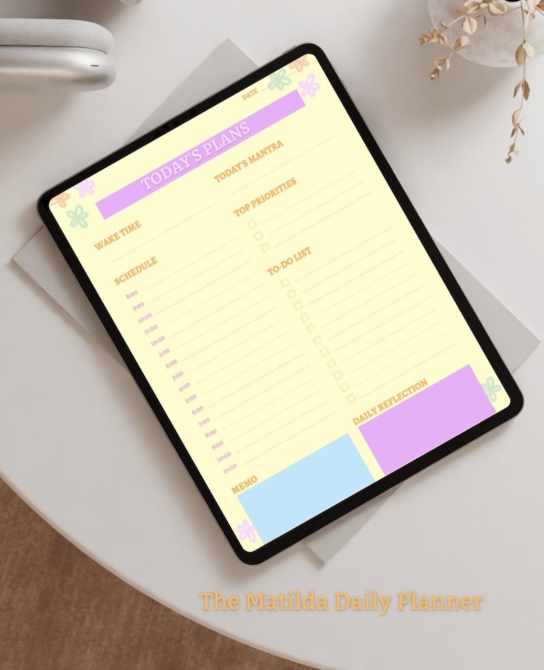 Daily Planner Undated Digital Download Print for Goodnotes, Samsung ...