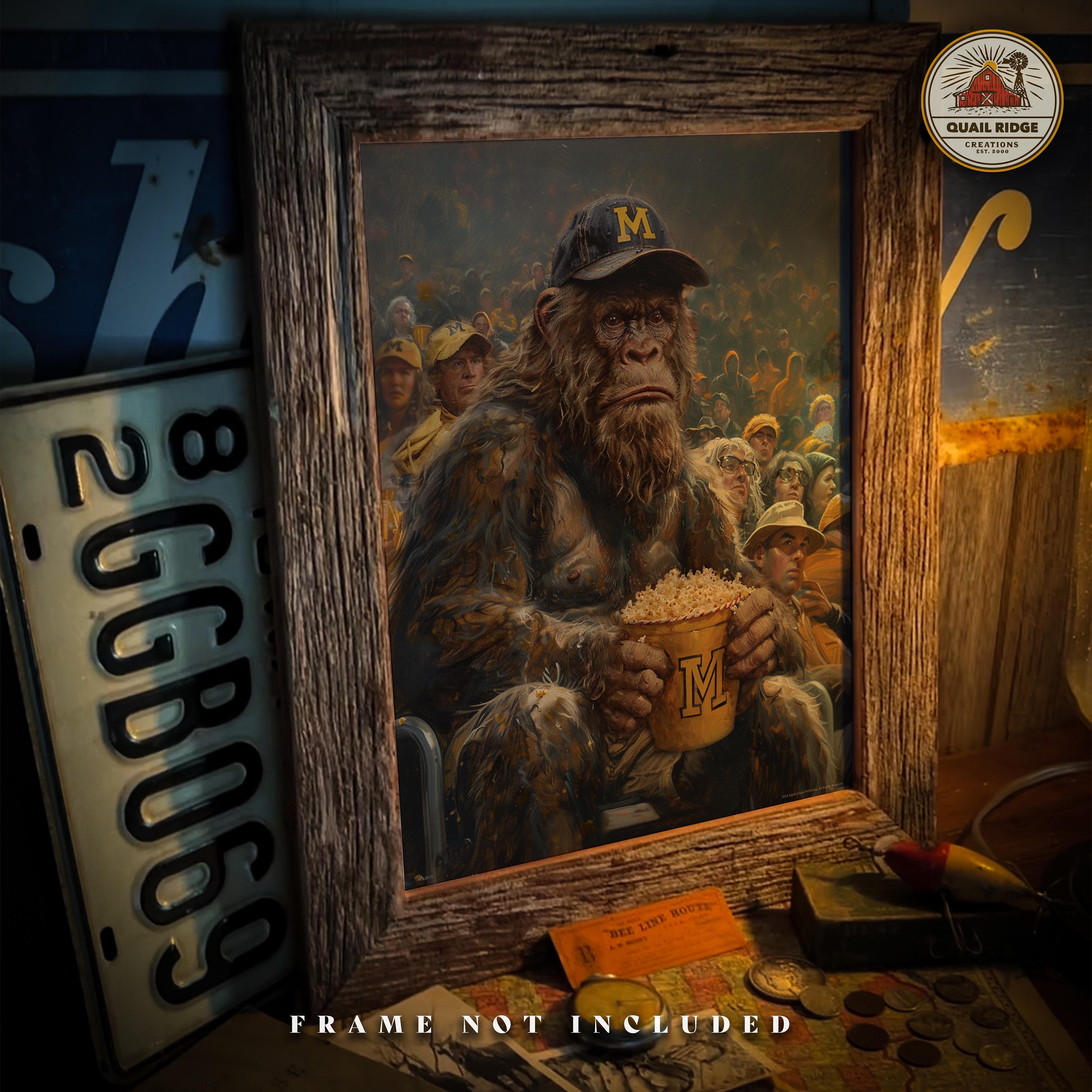 Vintage Sasquatch Football Art Print: "game Day" Decor (11x14 Inches ...