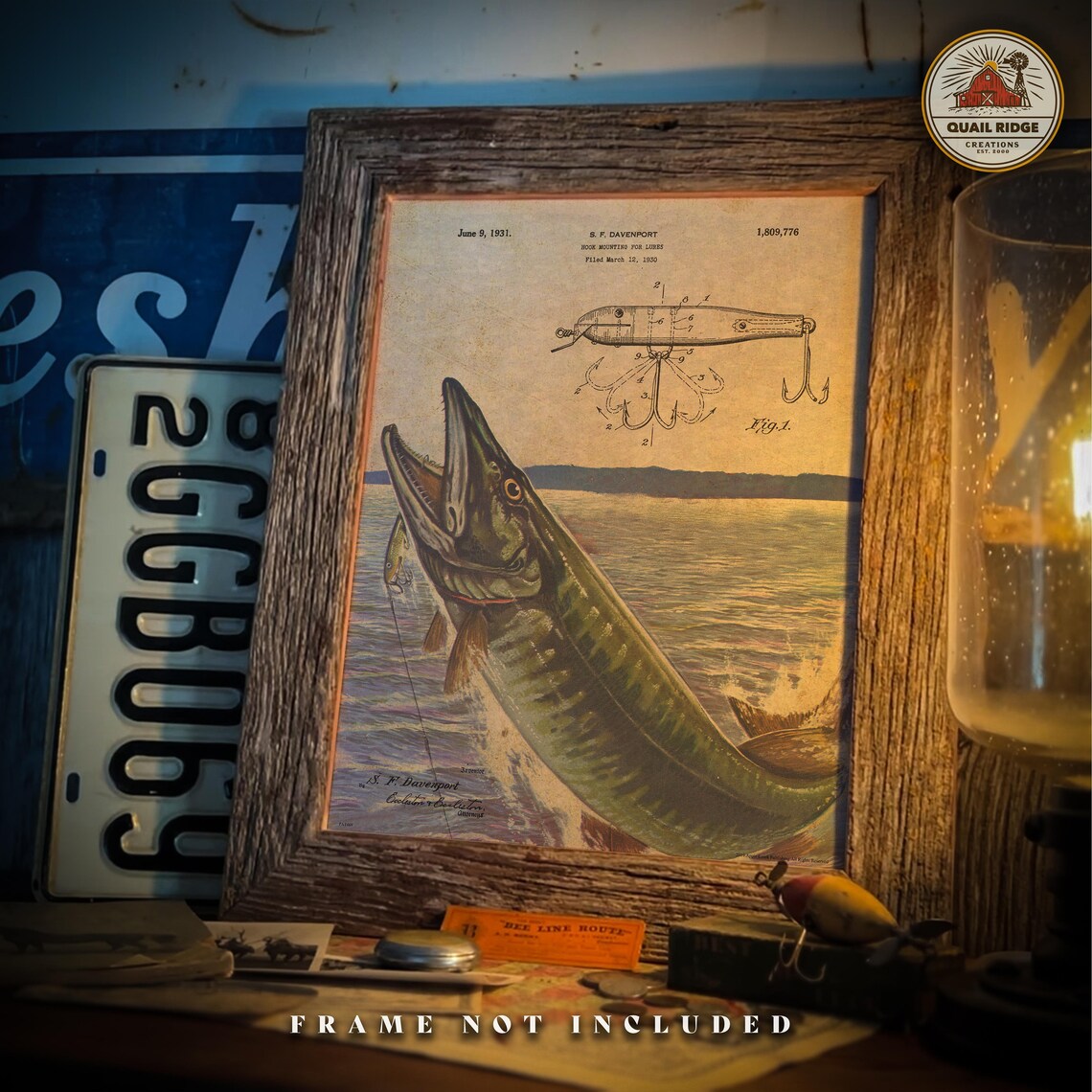 Vintage Muskie Fishing Lure Patent Art Print: Cabin Lake House Decor - Etsy