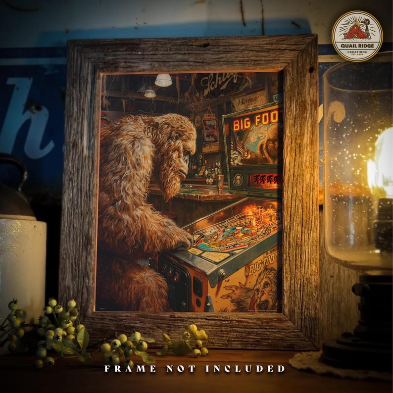 Sasquatch Pinball Wizard Art Print: Bigfoot Arcade Artwork - Etsy