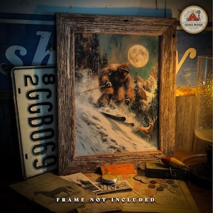 Vintage Sasquatch Bigfoot Art Print 11x14 Inches Unframed Snow Skiing ...