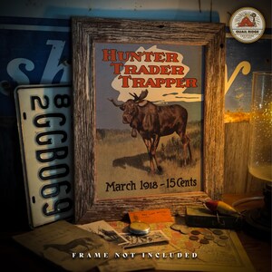 Vintage Moose Hunting Magazine Cover Art Print 11x14 Inches Unframed ...