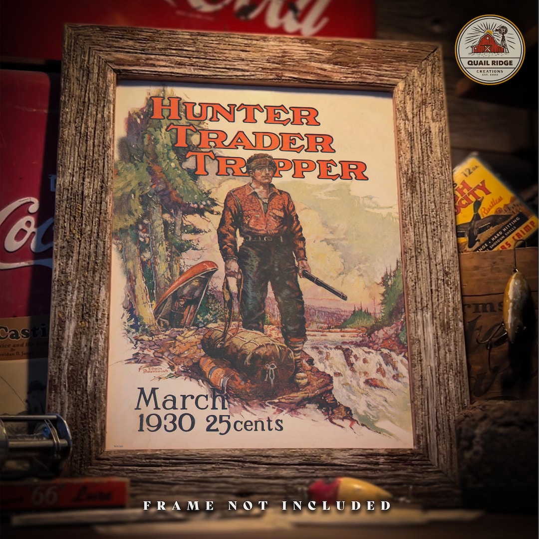 Vintage Trapping Magazine Cover Art Print: Hunting Cabin Wall Decor - Etsy