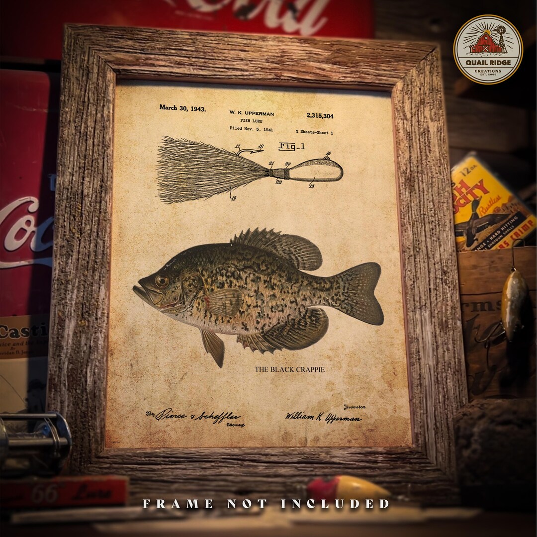 Crappie Fishing Artwork Fishing Lure Patent Art Print 11X14 Unframed ...