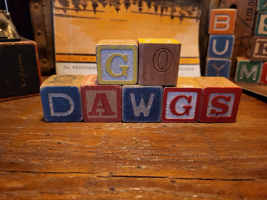 Vintage Wooden Blocks GO DAWGS Antique Letter Blocks 1930's - 1940 ...
