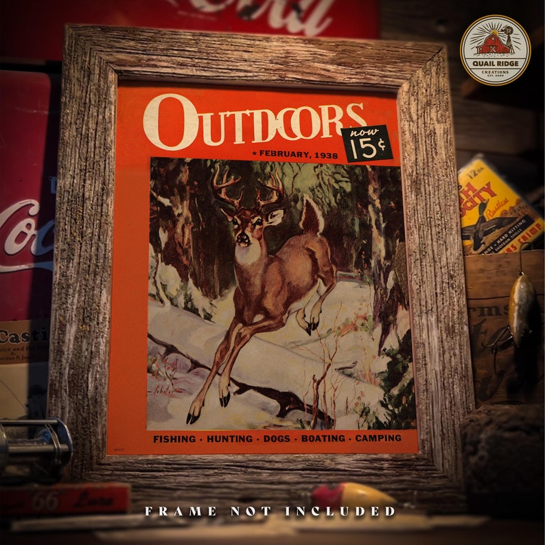 Vintage Whitetail Deer Hunting Magazine Cover Art Print - Cabin Lodge ...