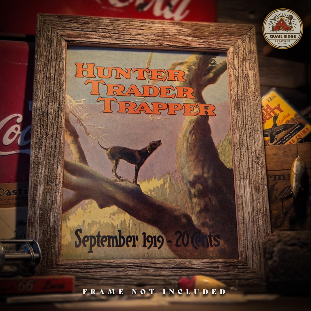 Vintage Raccoon Hunting Magazine Cover Art Print: Hunter, Trader ...