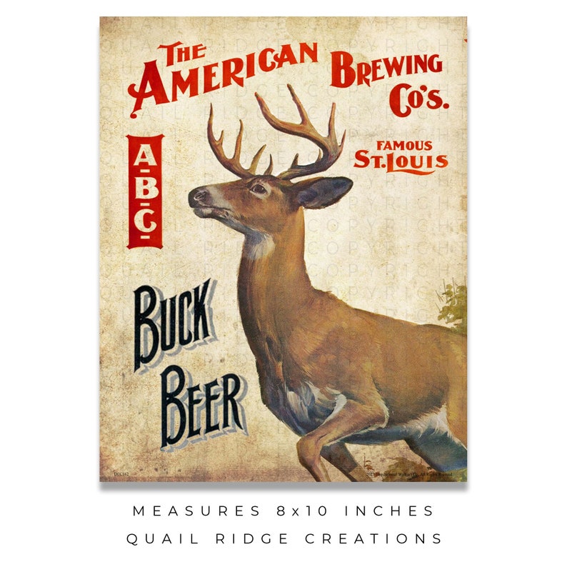 Vintage Buck Beer Advertising Art Print 8x10 Unframed - Etsy