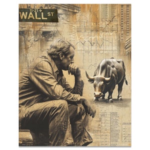 Vintage Stock Market Art Print 11x14 Unframed the Thinker Day Trader ...