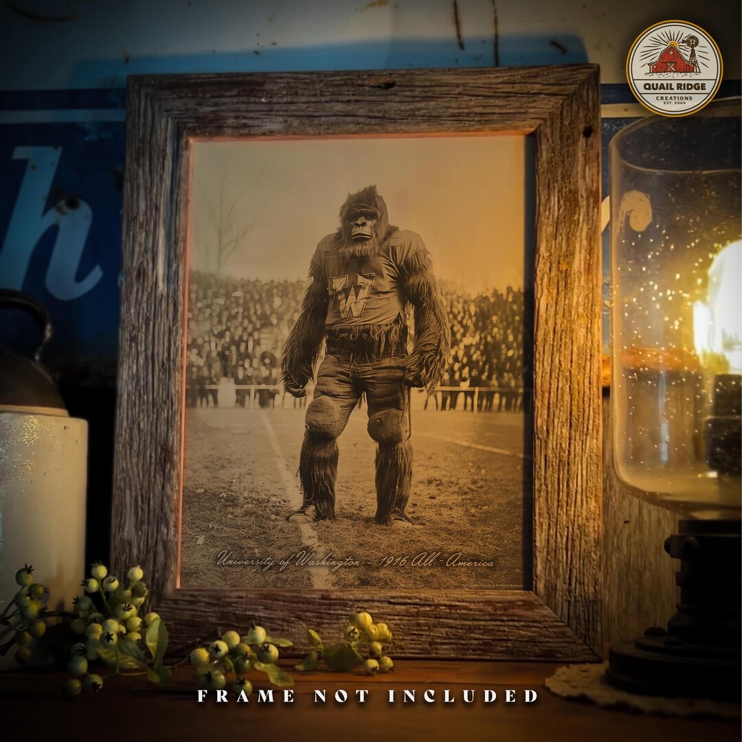 Sasquatch Football Art Print: Bigfoot Huskie Fan, Dorm Decor (11x14) - Etsy