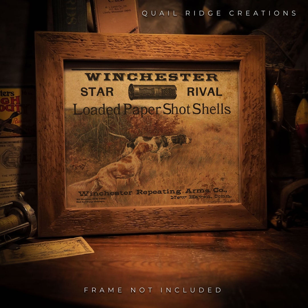 Winchester Shotgun Shell Box Art Print, Quail Hunting Dogs (8x10 ...