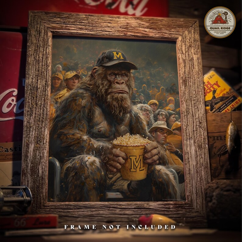 Vintage Sasquatch Football Art Print: "game Day" Decor (11x14 Inches ...