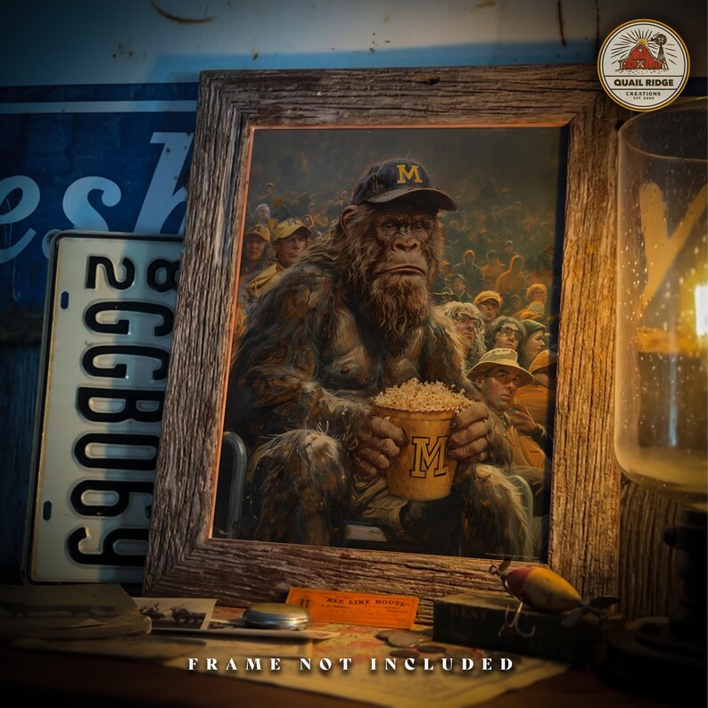 Vintage Sasquatch Football Art Print: "game Day" Decor (11x14 Inches ...