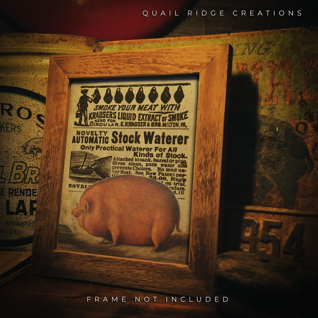 Vintage Hog Farming Advertising Art Print 8x10 Unframed Smoked Meats ...