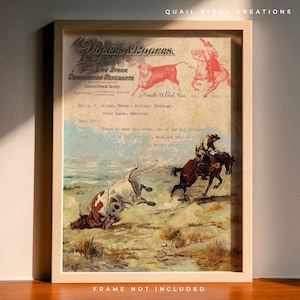 Vintage Cattle Rancher Art Print 8x10 Unframed Horse Cowboy Livestock ...