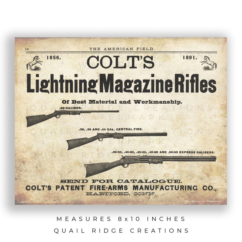 Vintage 1909 Colt Rifles Magazine Advertising Art Print 8x10 - Etsy