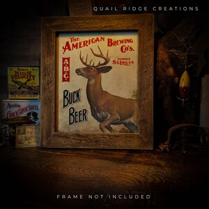 Vintage Buck Beer Advertising Art Print 8x10 Unframed Whitetail Deer ...