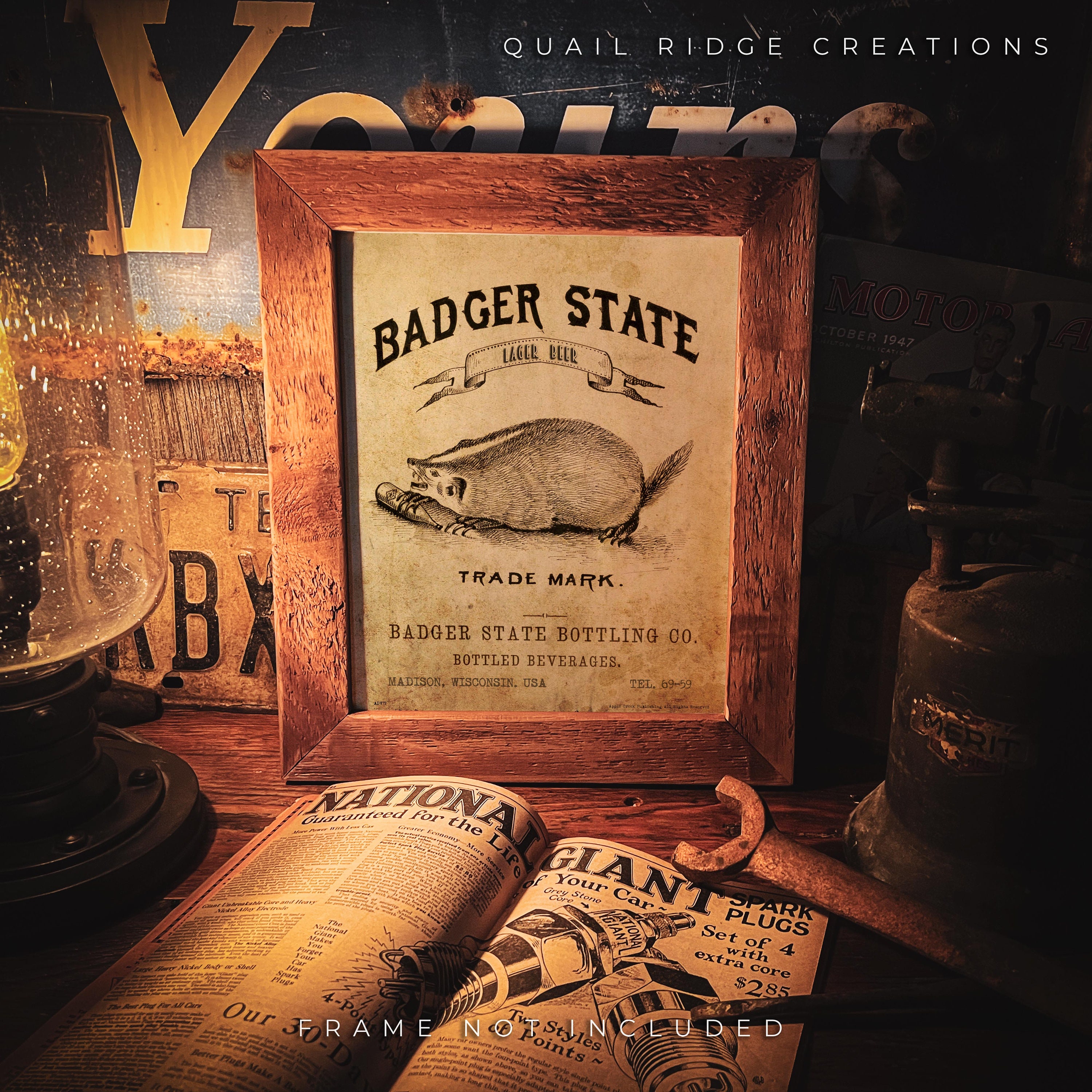 Vintage Badger State Lager Beer Label Art Print: Madison Wisconsin Bar ...