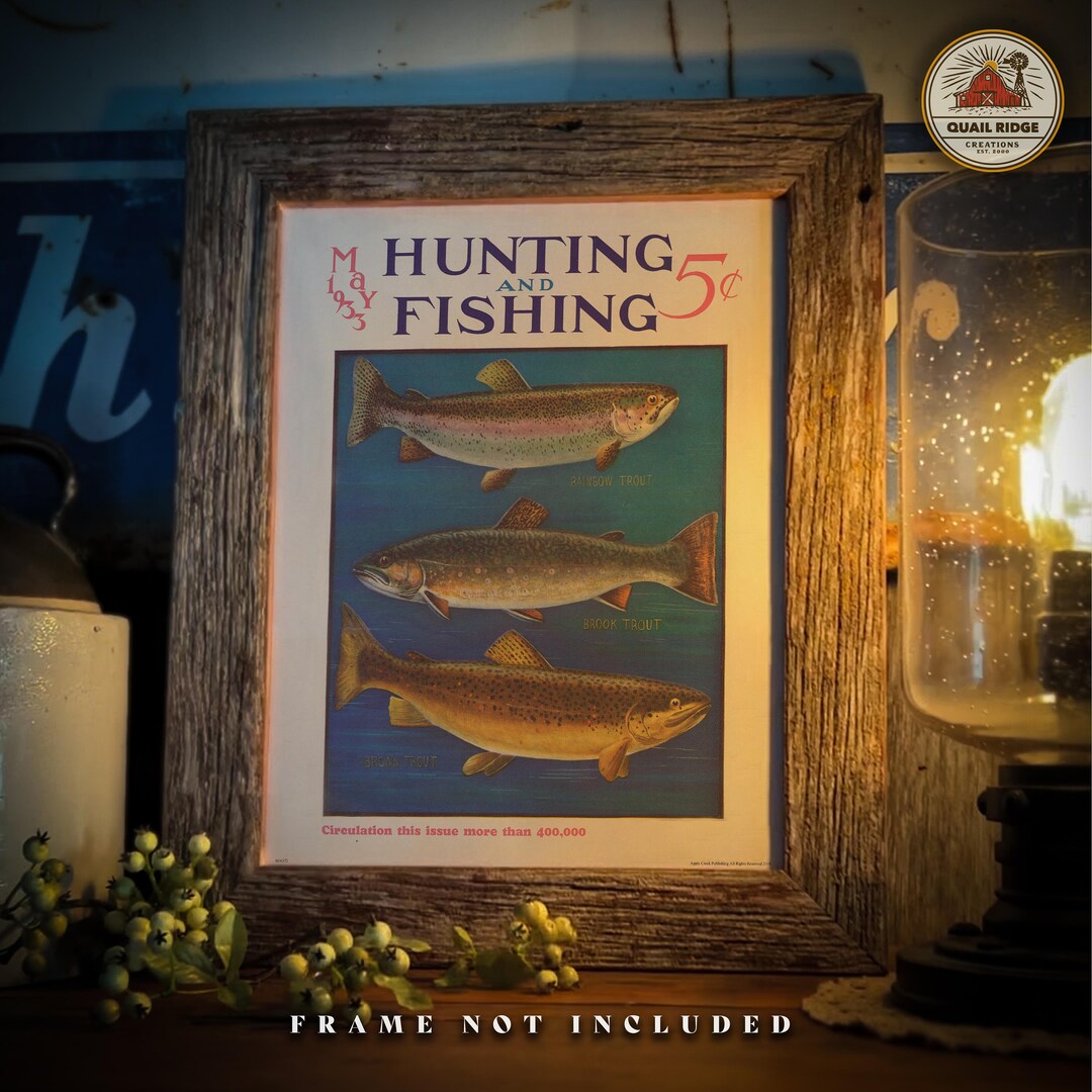 Vintage Trout Fishing Magazine Cover Art Print - Cabin Lake House Decor ...