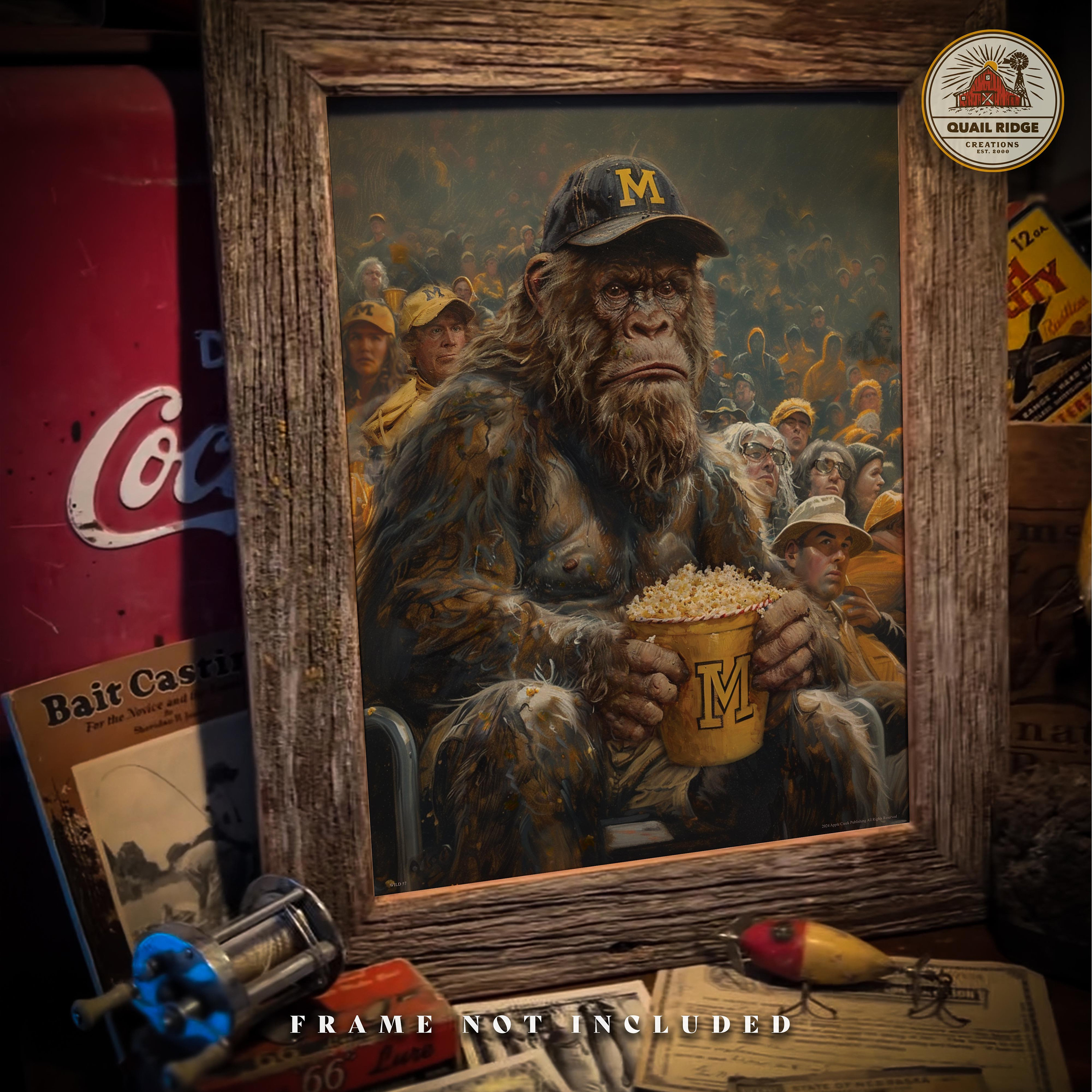 Vintage Sasquatch Football Art Print: "game Day" Decor (11x14 Inches ...
